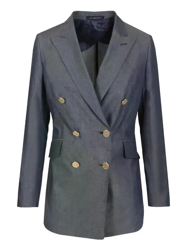LATORRE Double-breasted Boxy-fit Blazer - Blue