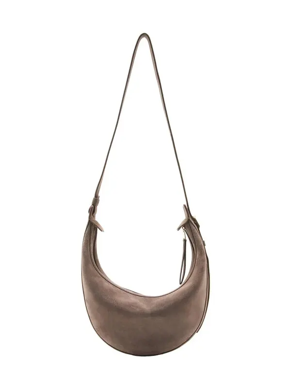 Khaite Augustina Small Suede Crossbody Bag - Neutral