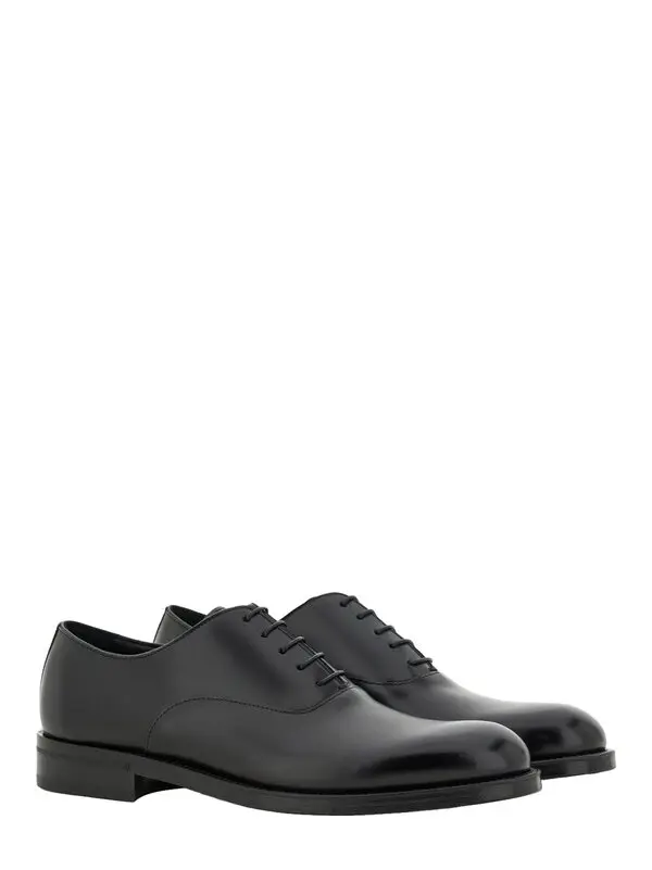 Canali Calfskin Oxford Shoes - Black