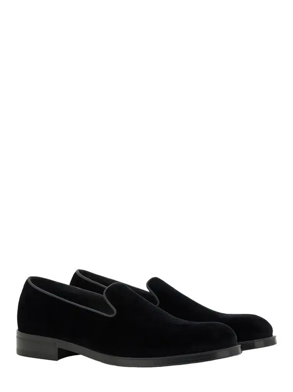 Canali Velvet Slip-on Loafers - Black