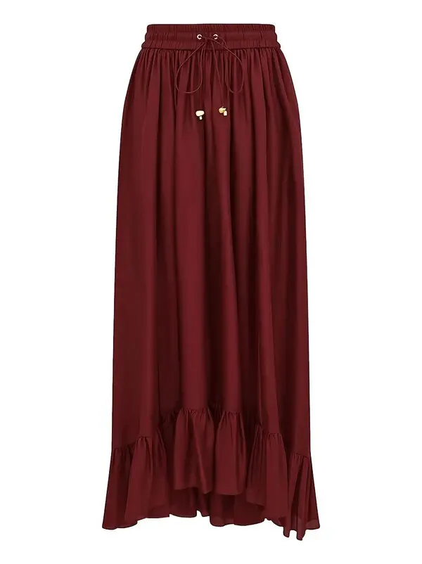 Zimmermann Aster Silk Maxi Skirt - Red