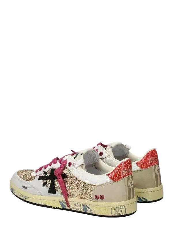 Premiata Bskt Clayd 8166 Glitter Detail Panelled Sneakers - Gold