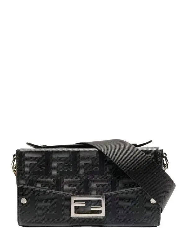 Fendi Zucca Trunk Baguette Shoulder Bag - Black