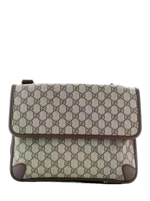 Gucci Gg Coated Canvas Flap Messenger Bag - Brown