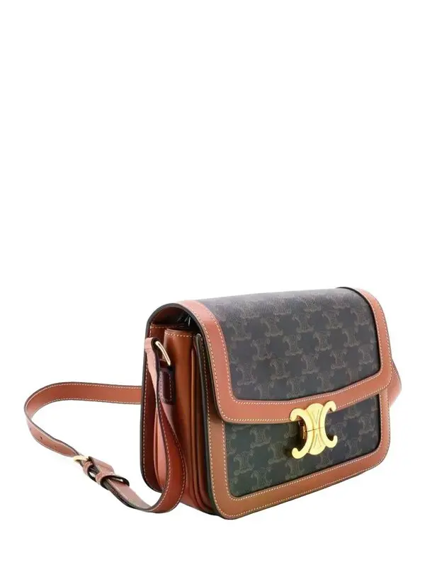 Celine Triomphe Coated Canvas Medium Shoulder Bag - Brown