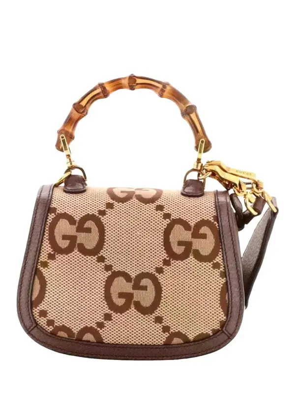 Gucci Bamboo 1947 Top Handle Bag Jumbo Gg Canvas Mini Crossbody Bag - Brown