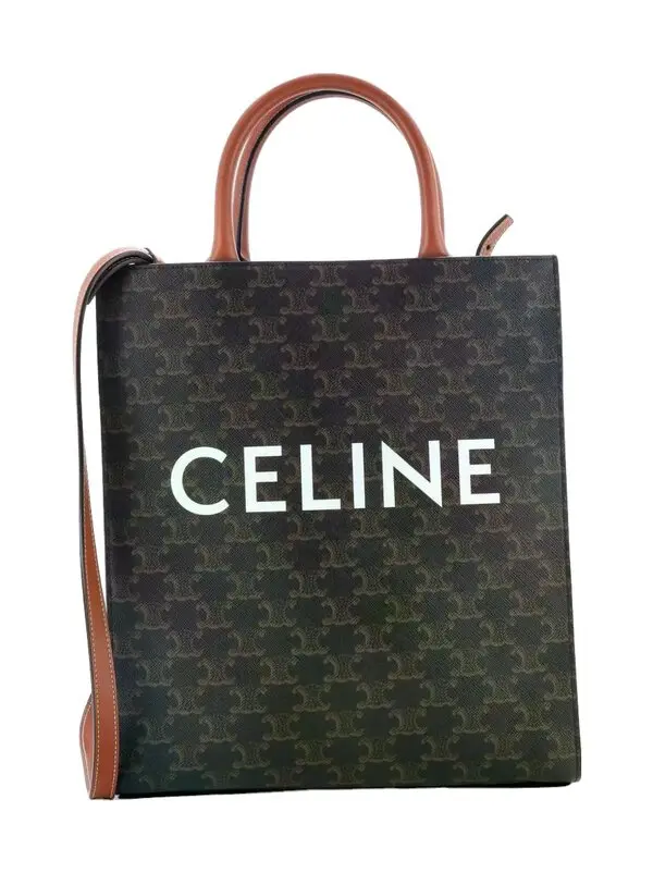 Celine Vertical Cabas Triomphe Coated Canvas Small Tote Bag - Brown