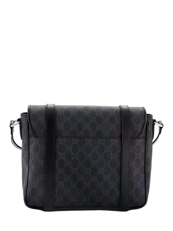 Gucci Gg Coated Canvas Leather Messenger Bag - Black