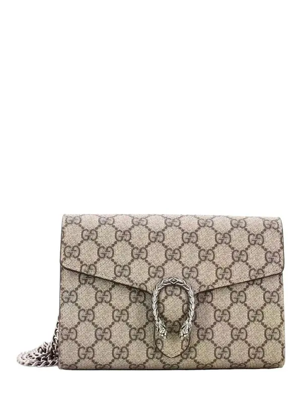 Gucci Dionysus Chain Wallet Gg Coated Canvas - Brown