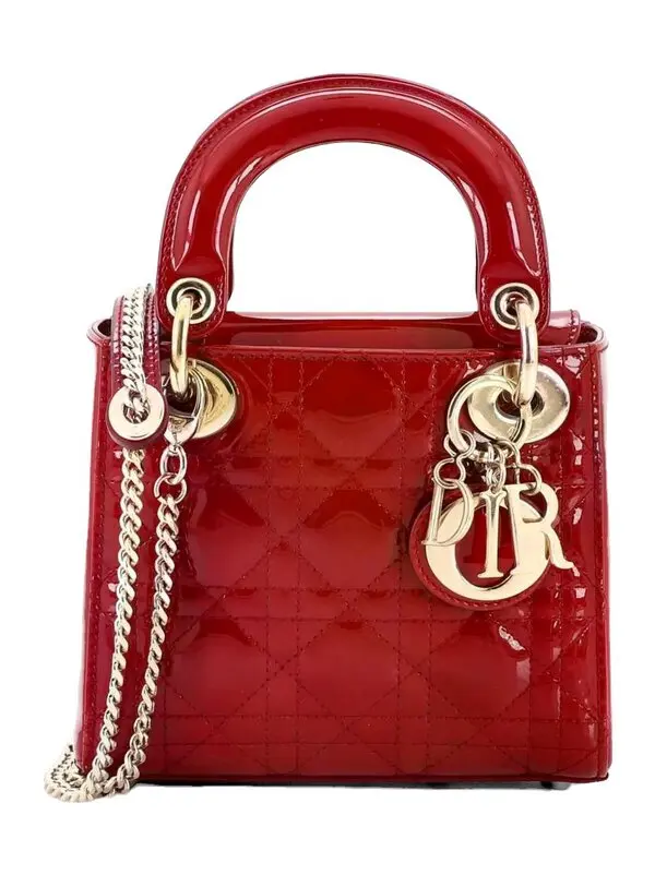 Dior Lady Chain Bag Cannage Quilt Mini Satchel - Red