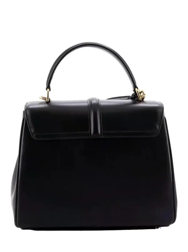 Celine 16 Top Handle Bag In Smooth Calfskin - Black