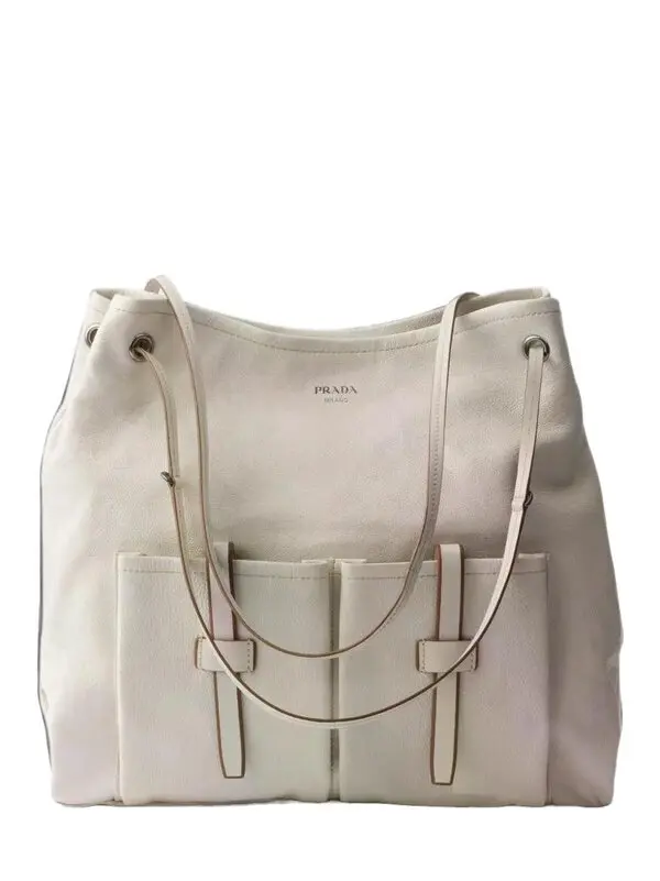 Prada Route Large Leather Bag - Neutrals