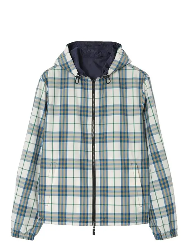 Burberry Reversible Check Hooded Jacket - Peacock Blue
