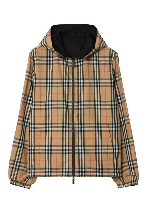 Burberry Reversible Check Hooded Jacket - Sand Beige