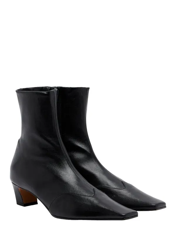 Khaite Nevada Leather Ankle Boots - Black