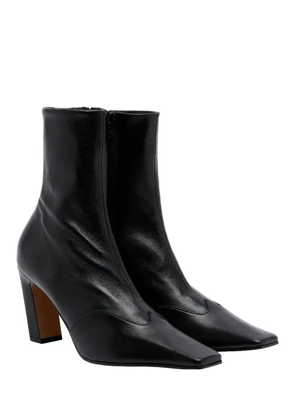 Khaite Nevada Leather Ankle Boots - Black