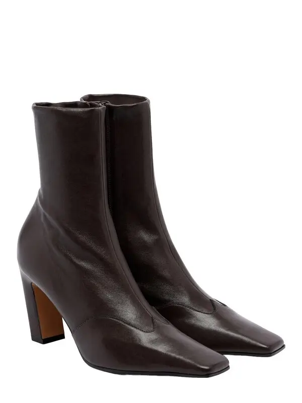 Khaite Nevada Leather Ankle Boots - Brown