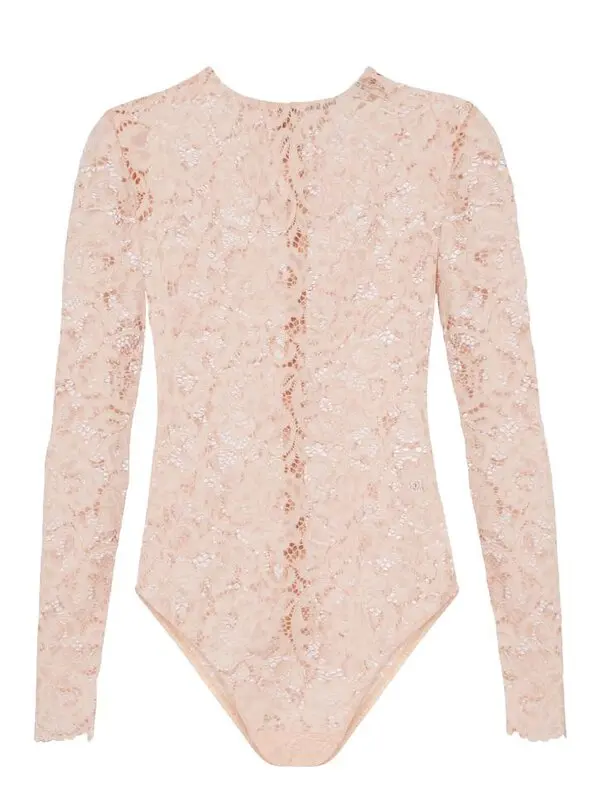 SELF-PORTRAIT Floral Lace Bodysuit - Beige