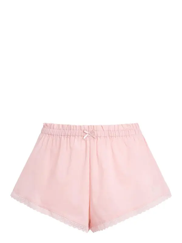 SKIMS Cotton-blend Poplin Apparel Shorts With Lace Trim - Pink