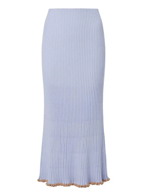 Gabriela Hearst Kavya Cashmere And Silk Midi Skirt - Blue