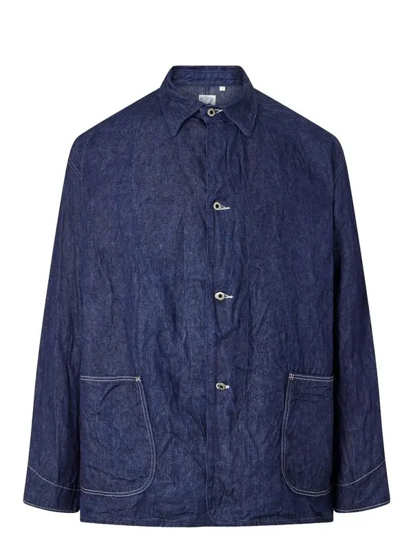 ORSLOW Linen Denim Chore Jacket - Blue