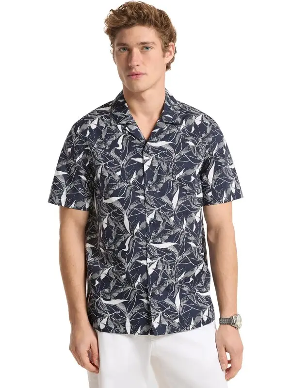 Michael Kors Floral Print Cotton Blend Shirt In Size By - Blue