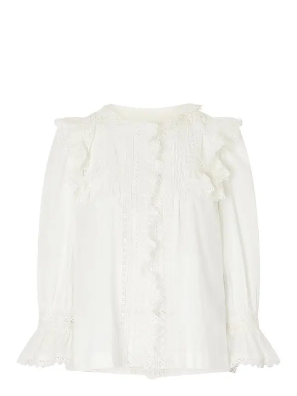 Saint Laurent Crochet-trimmed Cotton-voile Blouse - White