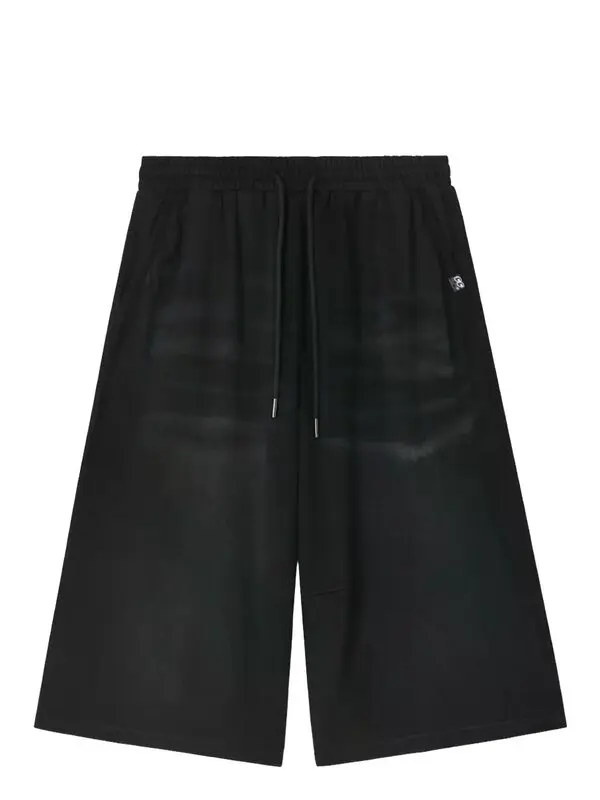 MINI CREAM Faded Drawstring Shorts - Black