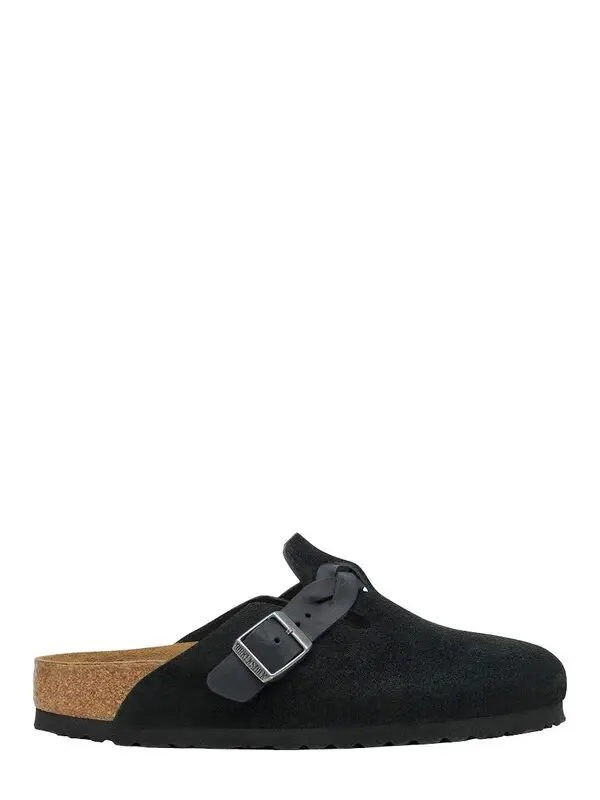 BIRKENSTOCK Boston Braided Suede Clogs - Black