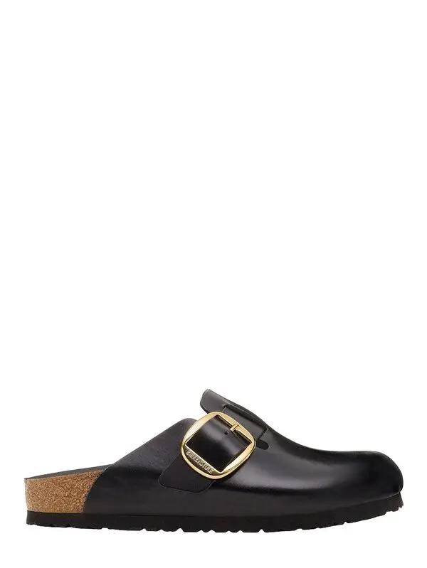 BIRKENSTOCK Boston Big Buckle Leather Clogs - Black