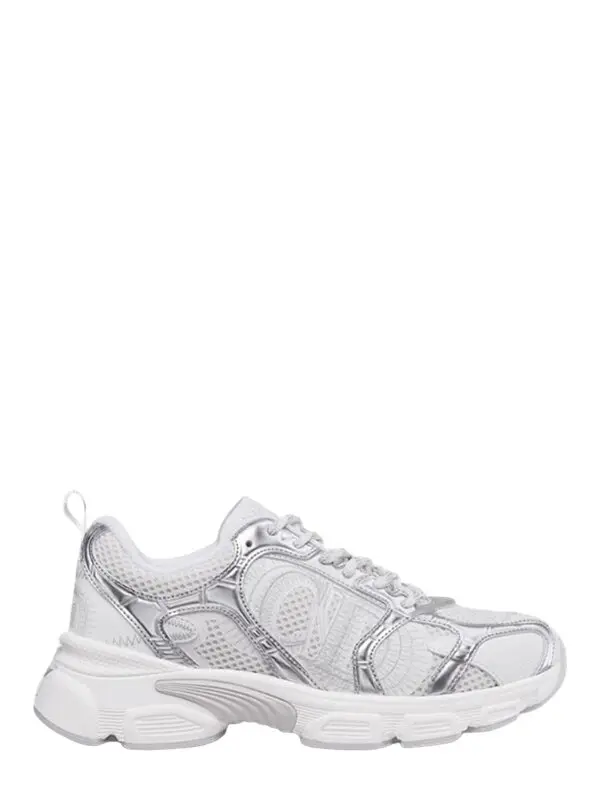 Dior Chrono Sneakers In Mesh And Silvertone - White