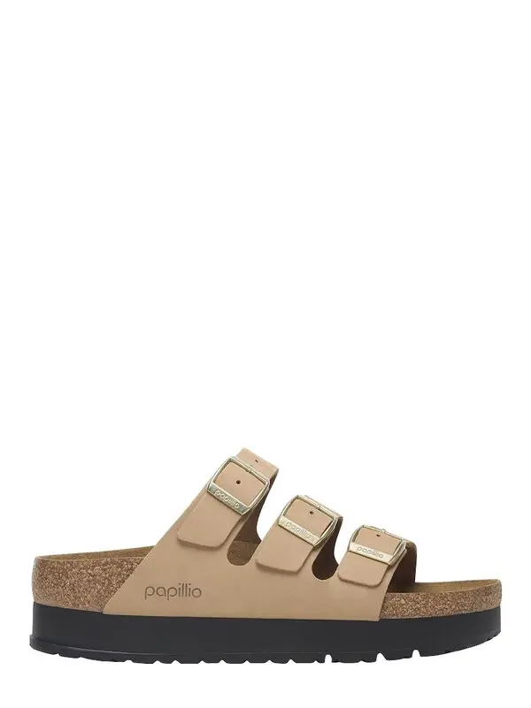 BIRKENSTOCK Florida Flex Platform Nubuck Leather Sandals - Sandcastle