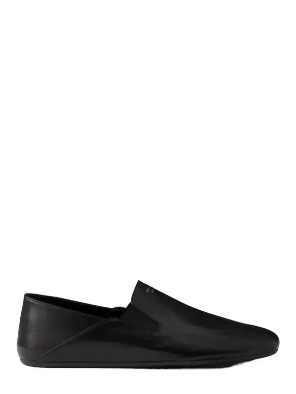 Prada Brushed Leather Collapsible Heel Loafers - Black