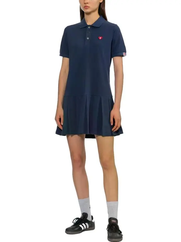 AAPE BY *A BATHING APE Logo Embroidered Short Sleeve Dress - Blue