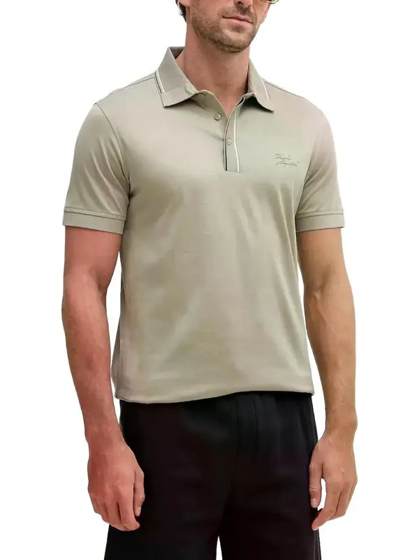 Karl Lagerfeld Logo-embroidered Tipped Polo Shirt - Green