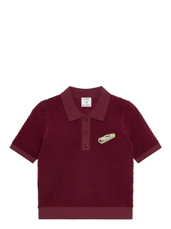 Casablanca Burgundy Jacquard Knit Polo Shirt - Multicolor