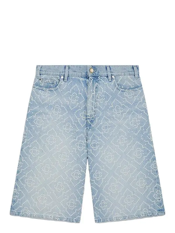 Casablanca Pearl Monogram Denim Shorts - Multicolor