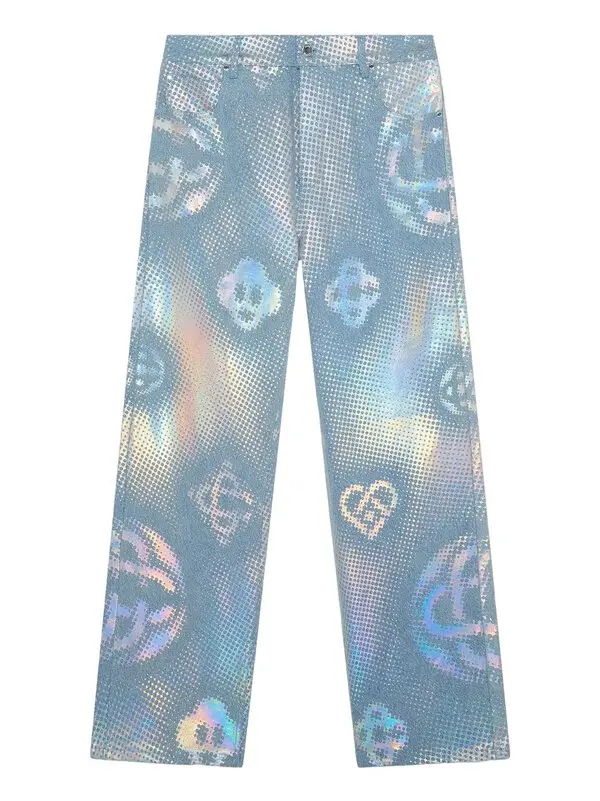 Casablanca Pearlescent Monogram Baggy Denim Jeans - Multicolor