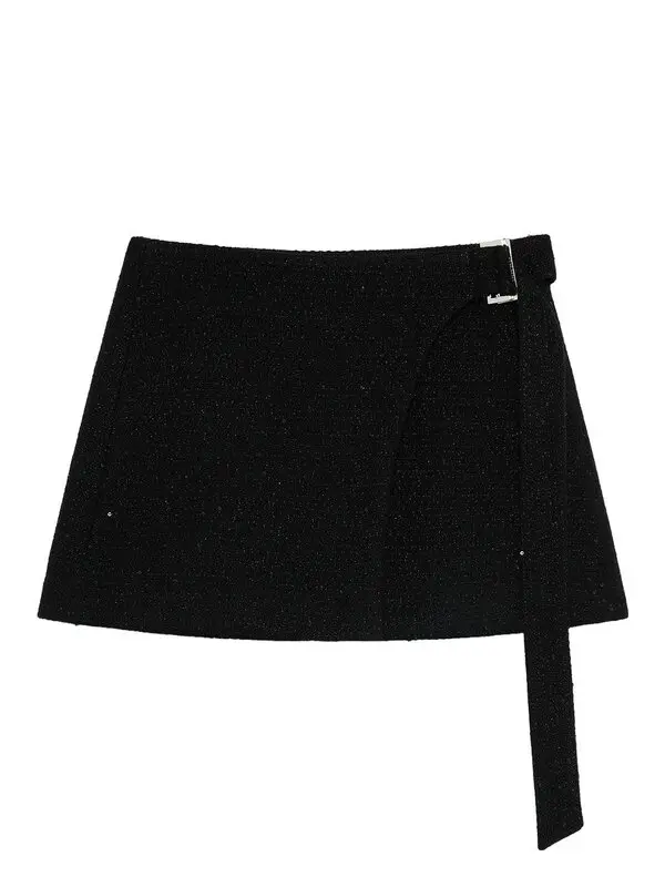 Casablanca Sequin Tweed Mini Skirt - Black