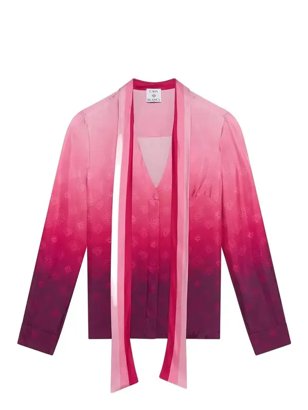 Casablanca Silk Blouse With Gradient Diamond Monogram - Multicolor