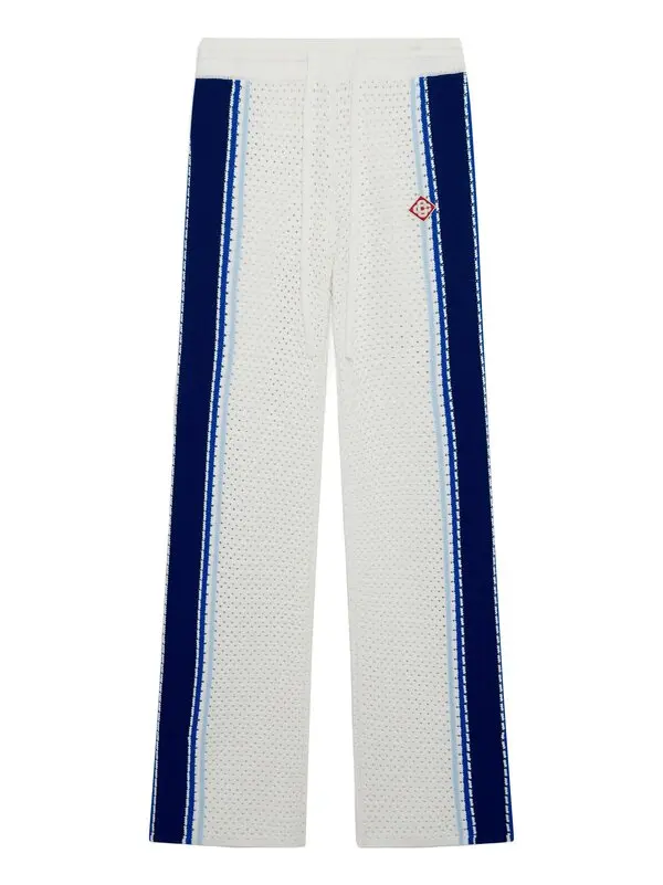 Casablanca White And Striped Mesh Trousers - Blue