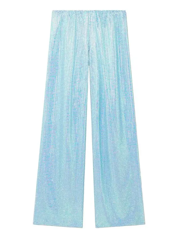 Casablanca Hotfix Silk Satin Trousers - Blue