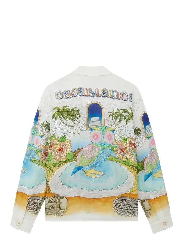 Casablanca Spirit Lake Cuban Collar Linen Shirt - Multicolor