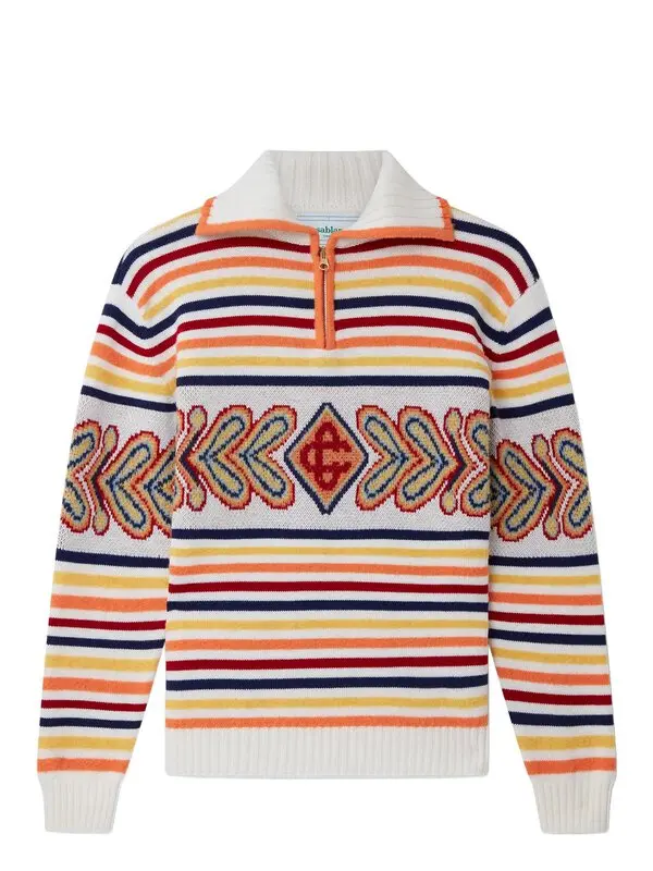 Casablanca Zip Up Diamond Jumper - Multicolor