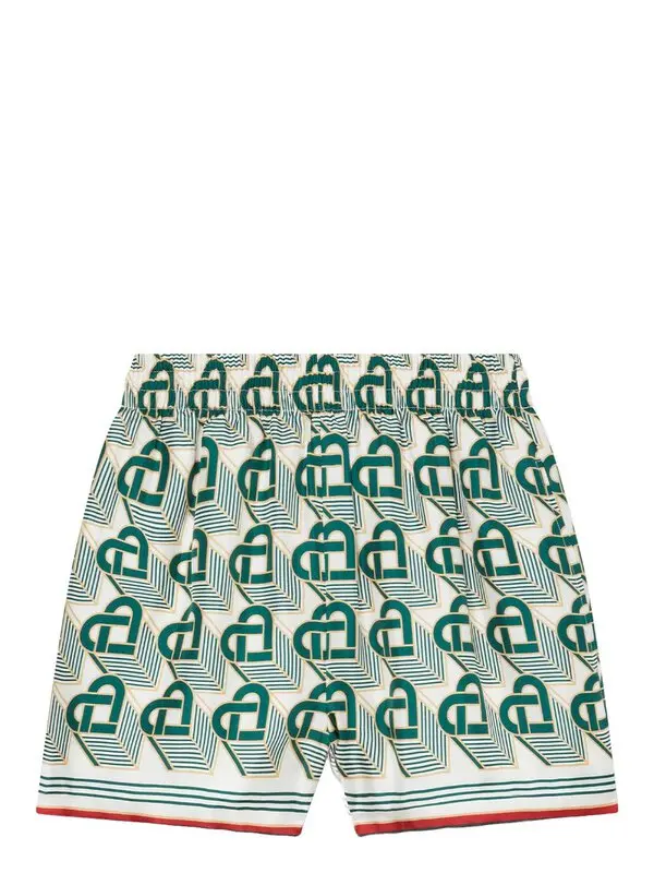Casablanca Heart Monogram Silk Shorts - Green