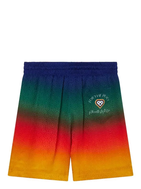 Casablanca Peace Gradient Silk Shorts - Multicolor