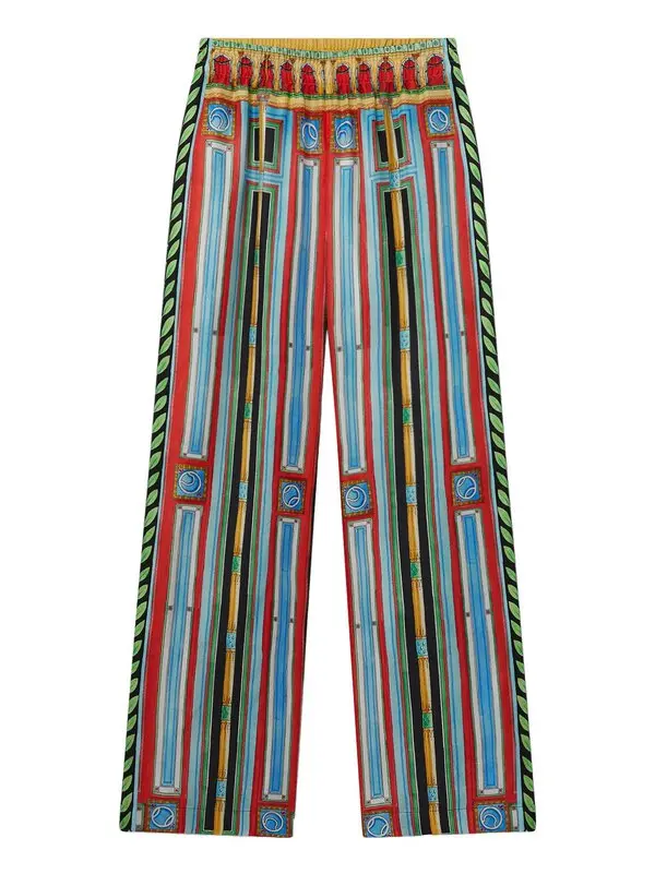 Casablanca Le Palais En Fleur Silk Twill Trousers - Multicolor