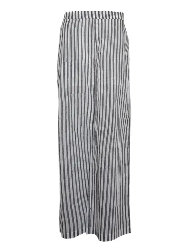 MANUELA CABRALES Heliconia Block Print Wide-leg Trousers - Grey
