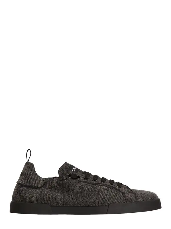 Dolce & Gabbana Portofino Denim Sneakers - Black