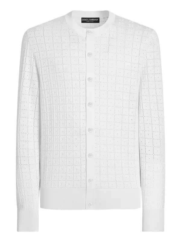 Dolce & Gabbana Broderie Anglaise Silk Cardigan - White
